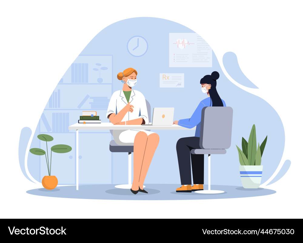 Woman visiting doctor Royalty Free Vector Image