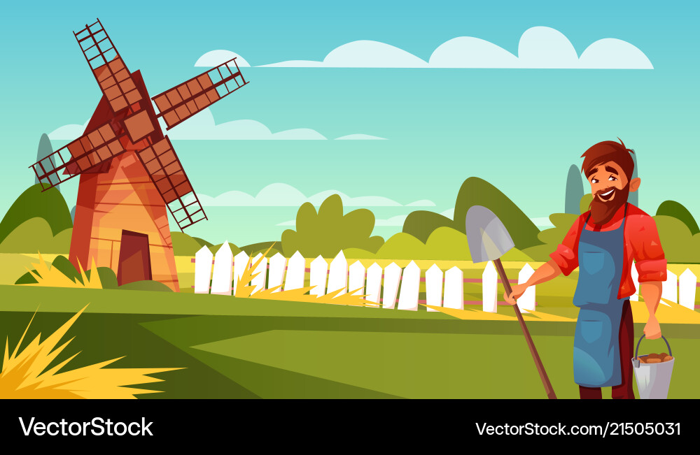 Farmer man at farm Royalty Free Vector Image - VectorStock