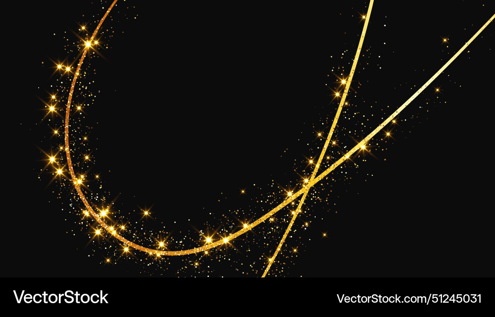 Gold glittering confetti wave and stardust Vector Image
