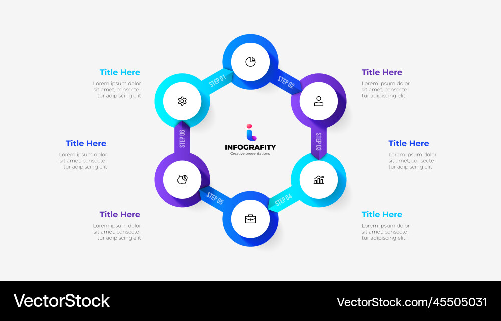 Hexagon Cycle Diagram with Arrows Royalty Free Vector Image