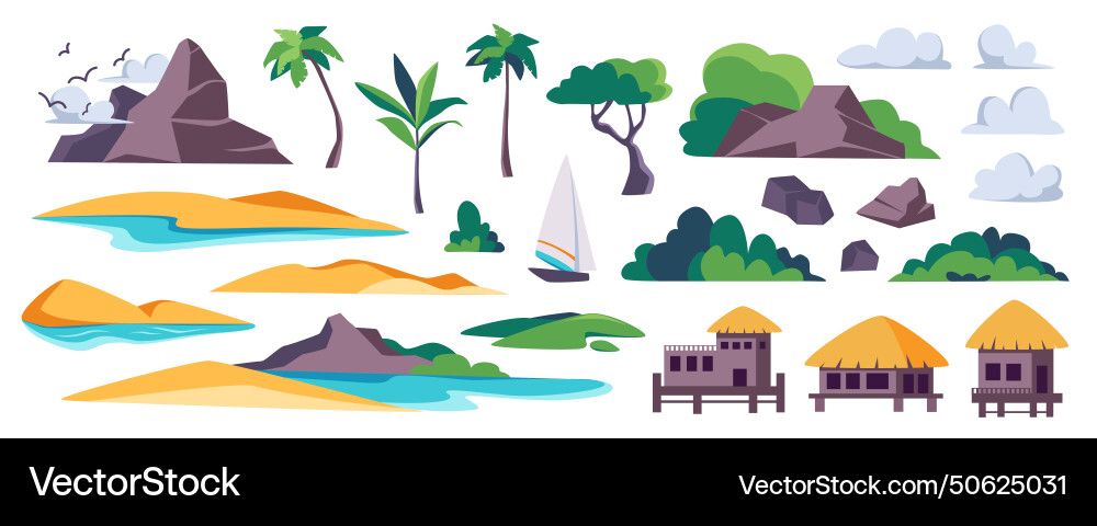 Island beach elements constructor mega set in flat