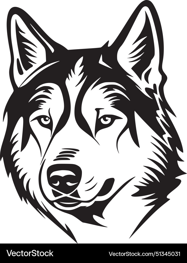 Siberian husky - black and white Royalty Free Vector Image
