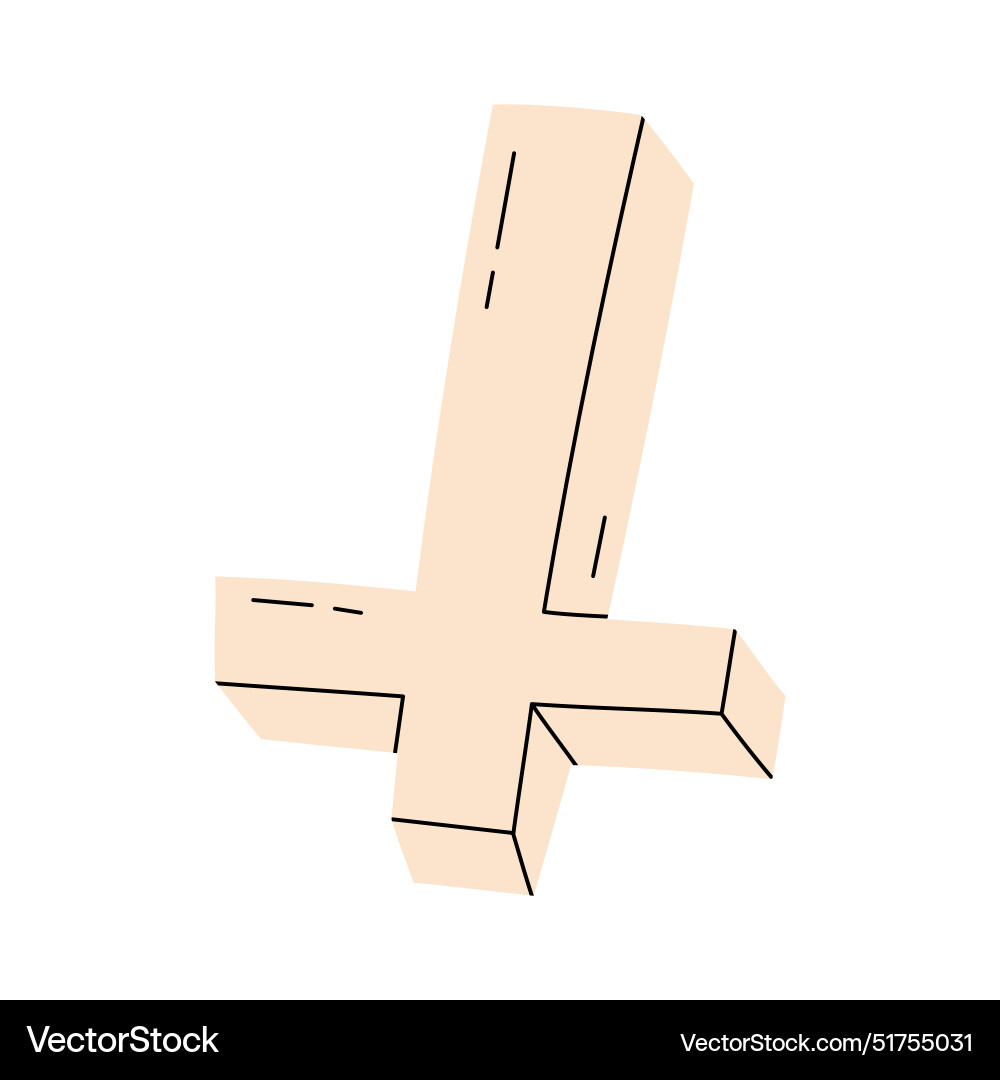 Upside down cross in hand drawn style Royalty Free Vector
