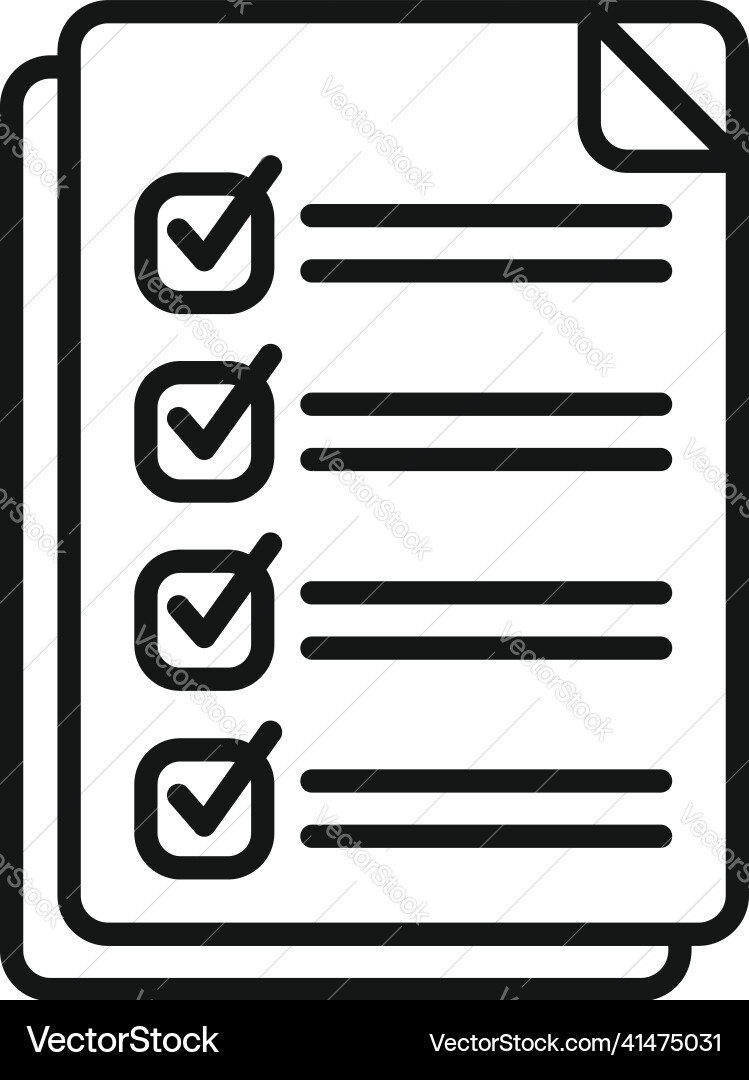 Work task icon outline test checklist Royalty Free Vector