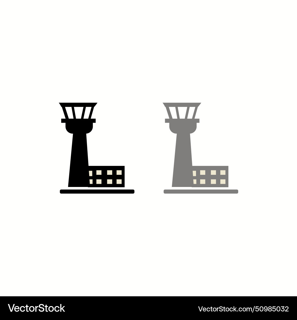 Air traffic control tower black Royalty Free Vector Image