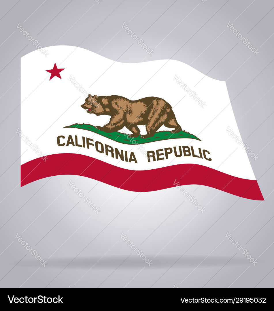 California state flag flying waving Royalty Free Vector