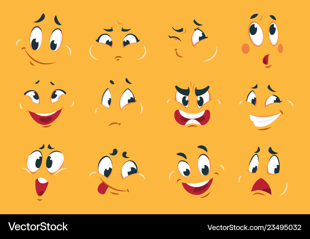 Cartoon Faces: Angry Expressions Royalty Free Vector Image