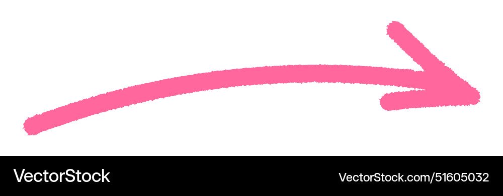 Curved pink brush arrow pointing right Royalty Free Vector