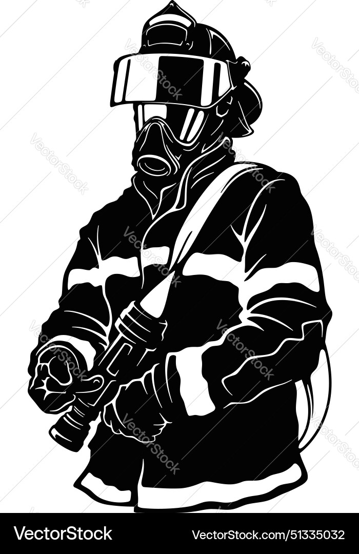 Fireman firefighter stencil firefighter black Vector Image