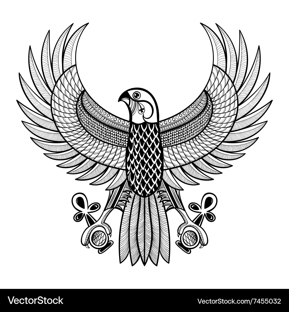 Hand drawn artistically egypt horus falcon Vector Image