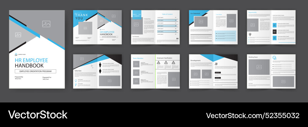 Hr employee handbook brochure template Royalty Free Vector