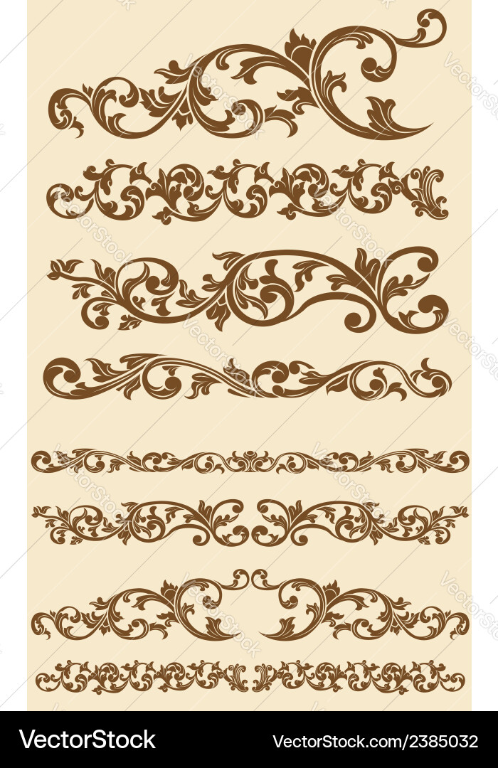 Javanese vintage floral ornament set Royalty Free Vector