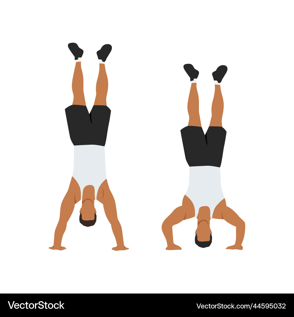 Man doing handstand push up exercise Royalty Free Vector