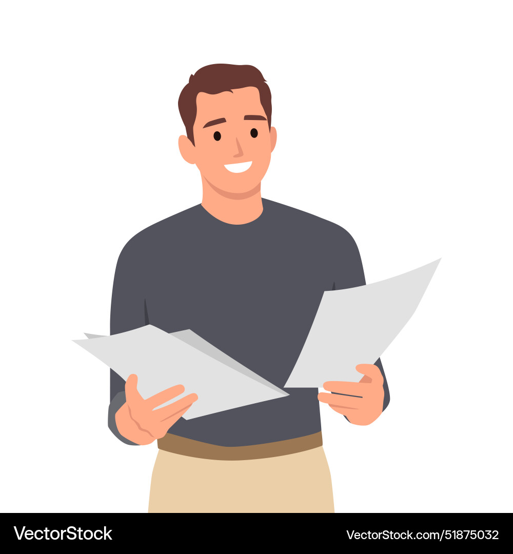 Man Reviewing Documents Royalty Free Vector Image