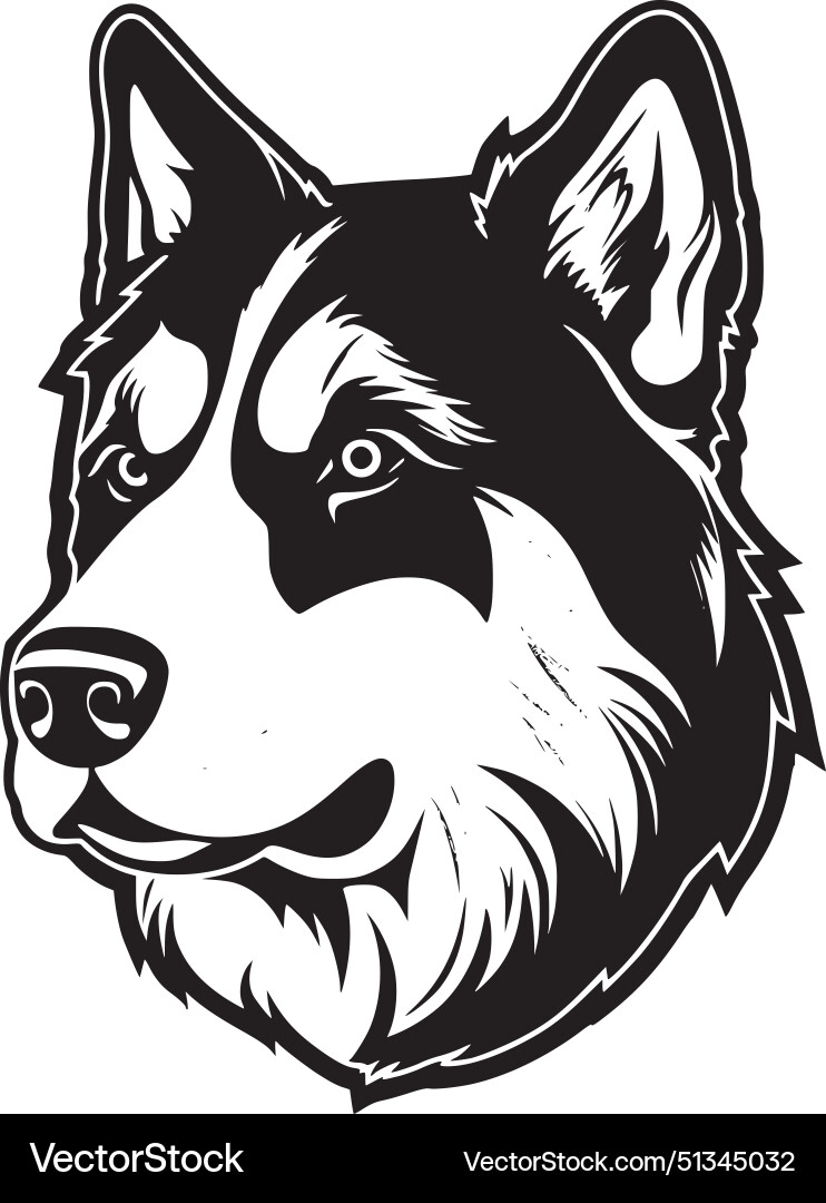 Siberian husky - black and white isolated icon Vector Image