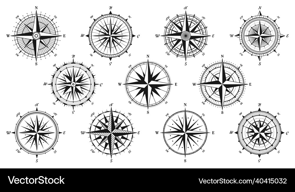 Vintage marine wind rose nautical chart Royalty Free Vector