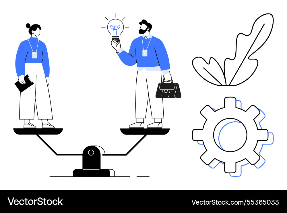 Balanced scales of gender equality Royalty Free Vector Image