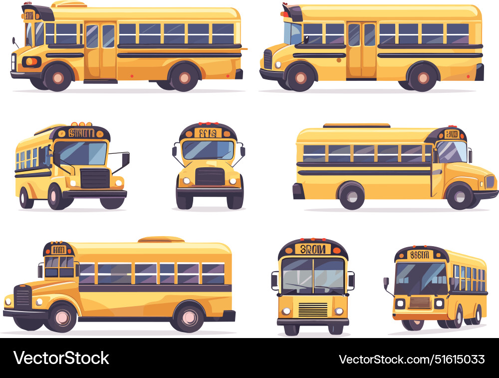 Cartoon school buses yellow bus for children Vector Image