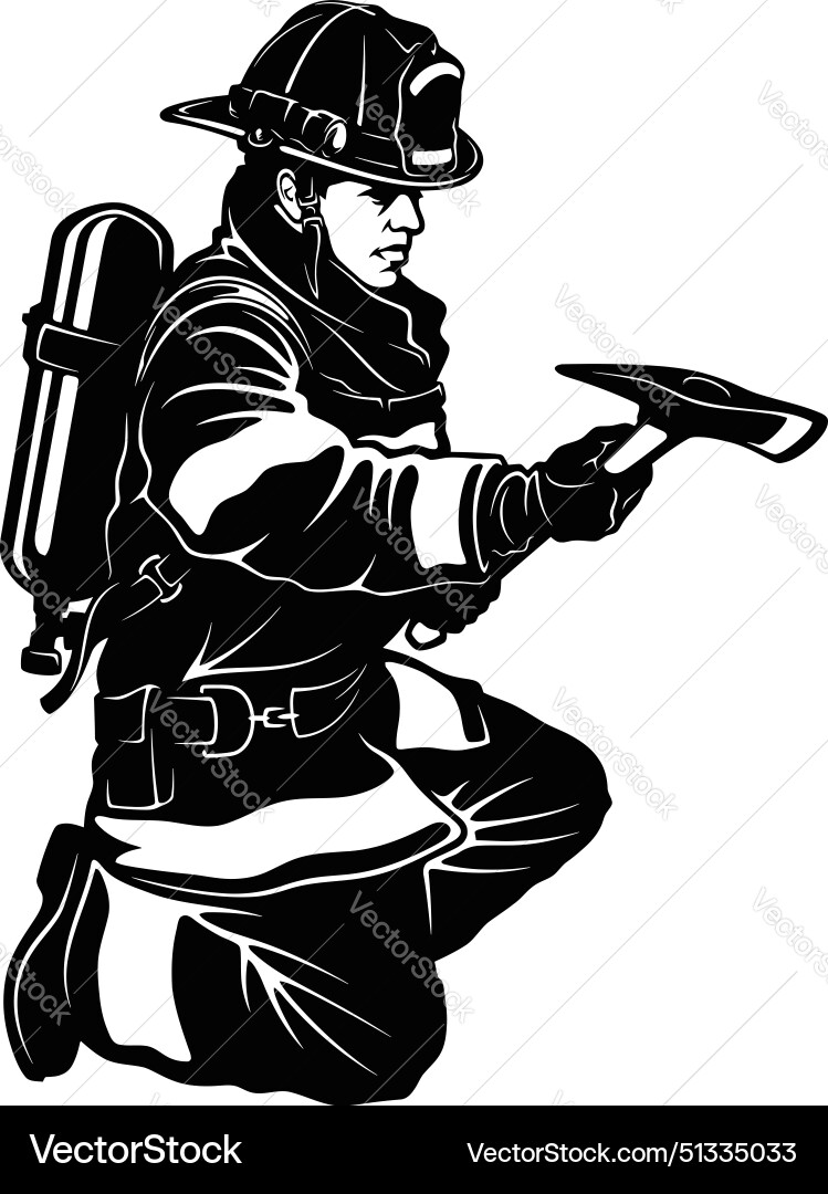 Fireman firefighter stencil firefighter black Vector Image