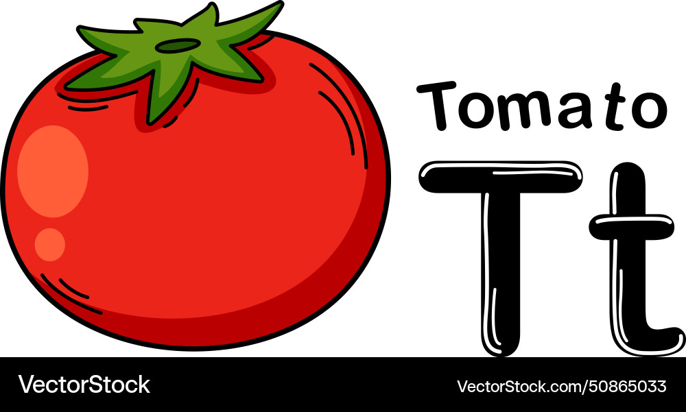 Isolated alphabet letter t-tomato Royalty Free Vector Image