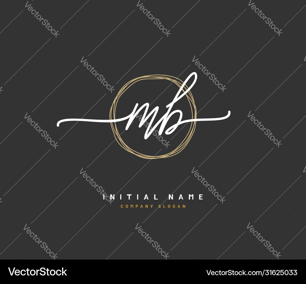 M b mb beauty initial logo handwriting Royalty Free Vector