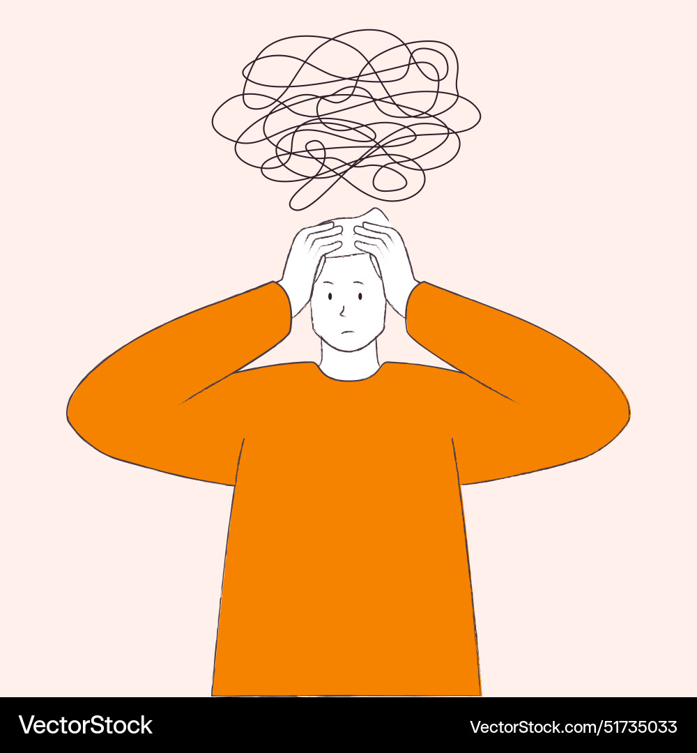 Man with hands on his head symbolized confusion Vector Image