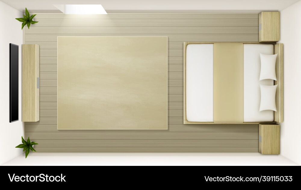 Modern bedroom interior top view Royalty Free Vector Image