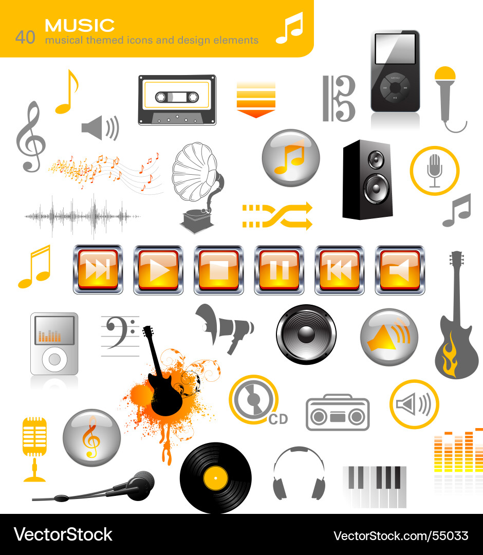 Music icons Royalty Free Vector Image - VectorStock