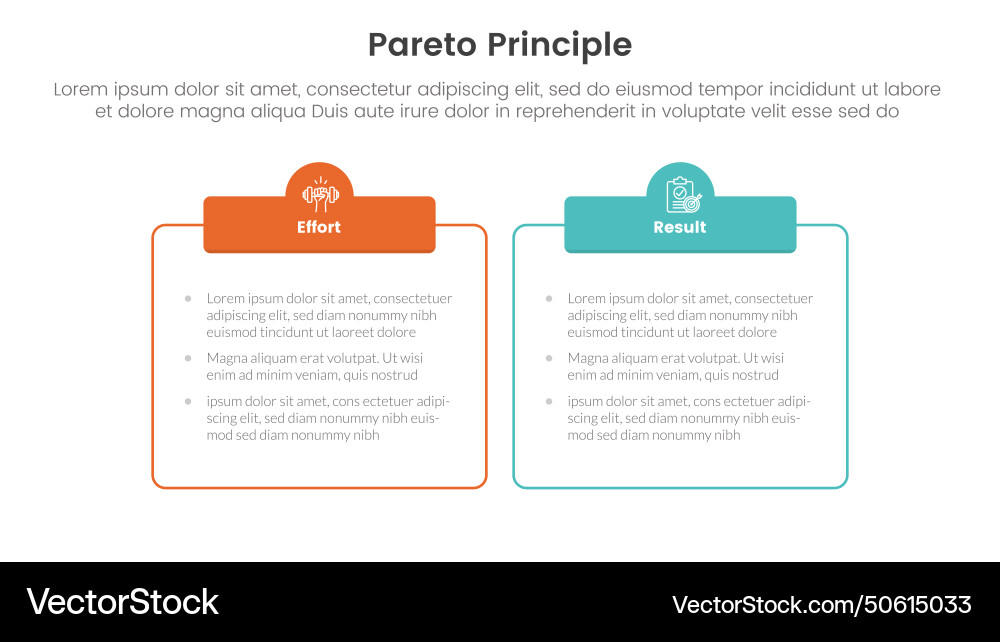 Pareto principle comparison or versus concept Vector Image
