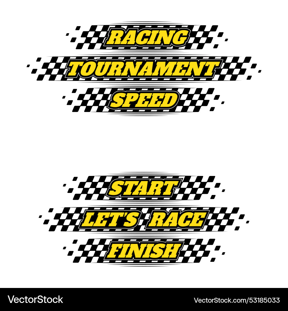 Racing checkered yellow text Royalty Free Vector Image
