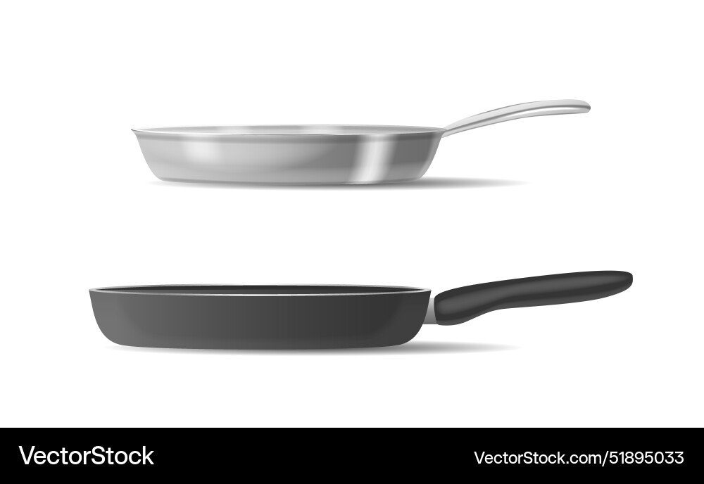 Realistic polytetrafluoroethylene frying pan and Vector Image
