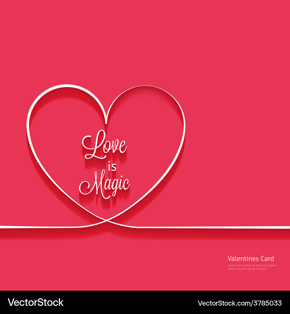 Romantic Line Heart Valentine Card Royalty Free Vector Image