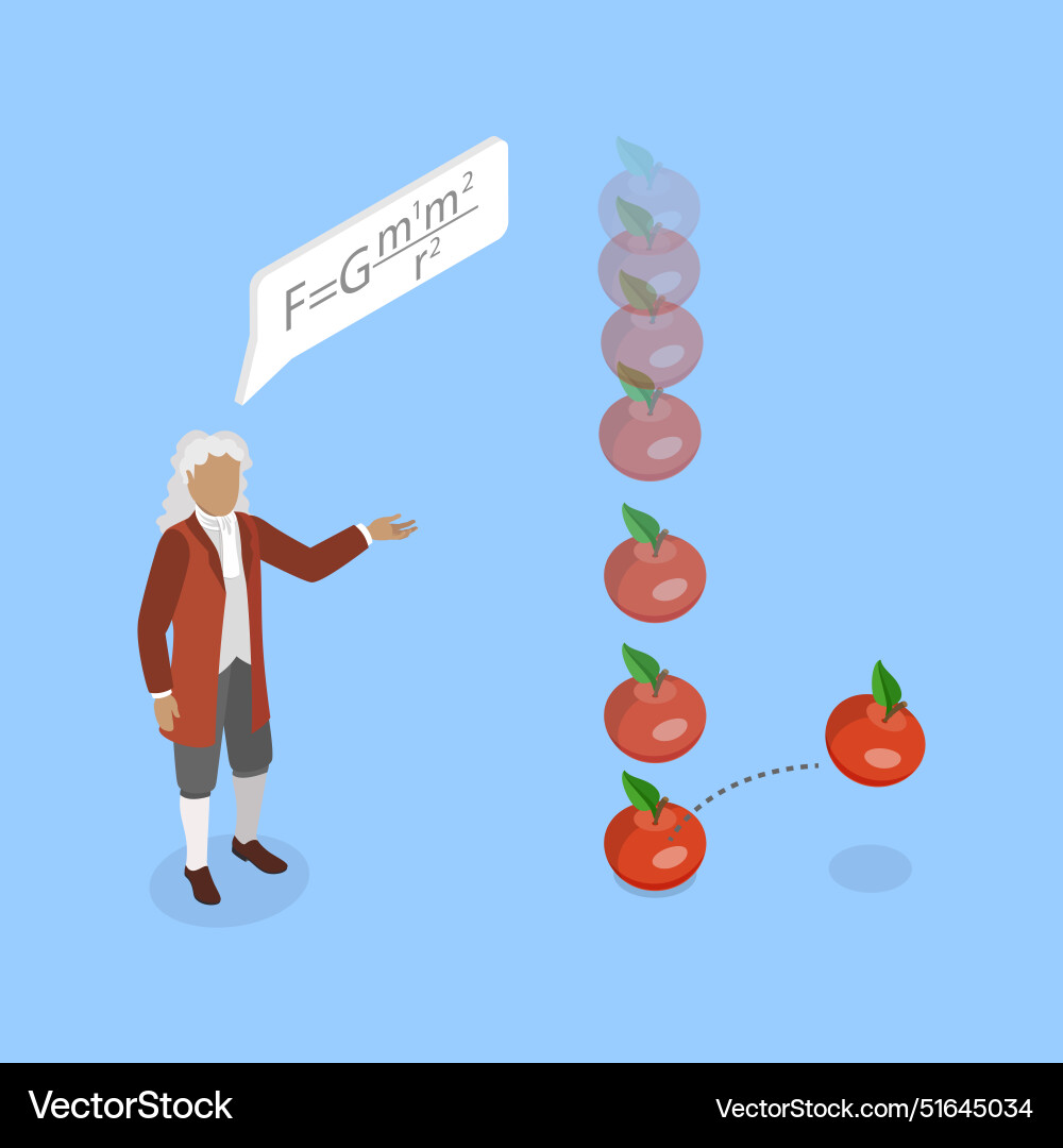 3d isometric flat of gravity Royalty Free Vector Image