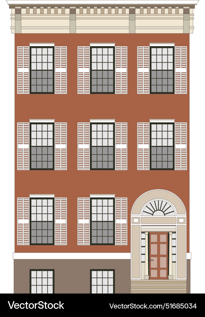 Cartoon classic flat colorful building facade Vector Image