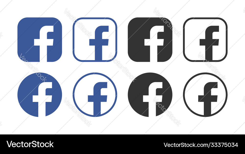 Facebook icons set logo social Royalty Free Vector Image