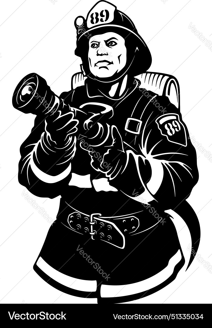 Fireman firefighter stencil black Royalty Free Vector Image