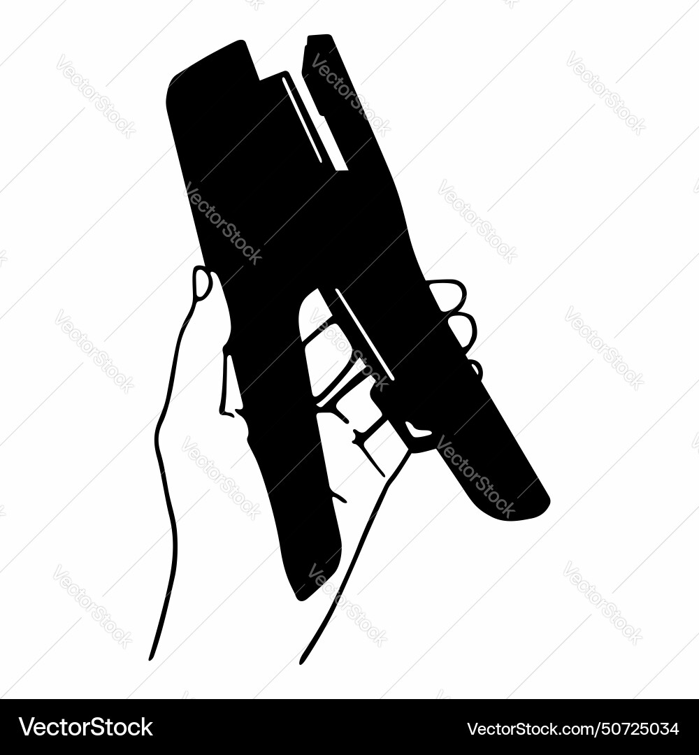 Hand holding an office stapler Royalty Free Vector Image
