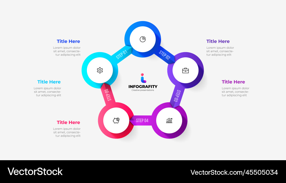 Infographic cycle diagram with 5 options Vector Image