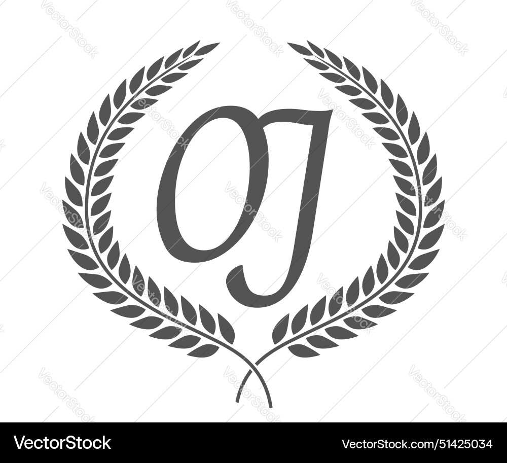 Initial letter o and j oj monogram logo design Vector Image