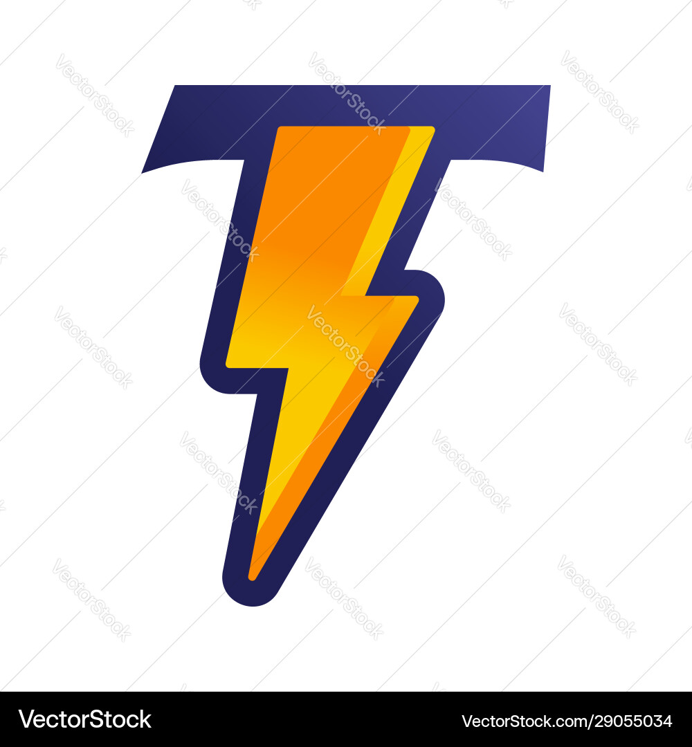 Initial lighting t logo Royalty Free Vector Image