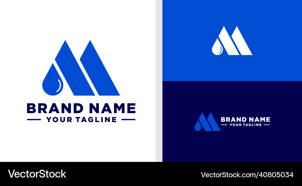 Letter m logo drop water monogram editable Vector Image
