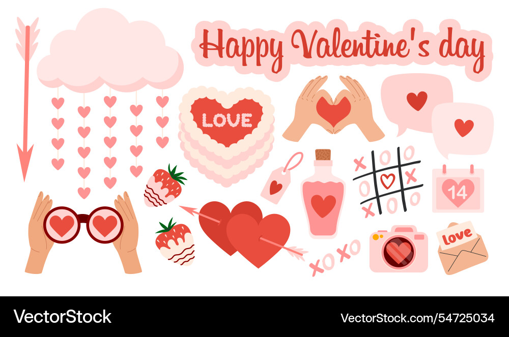 Love elements set valentine s day stickers Vector Image