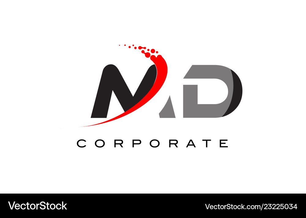 Md modern letter logo design with swoosh Vector Image