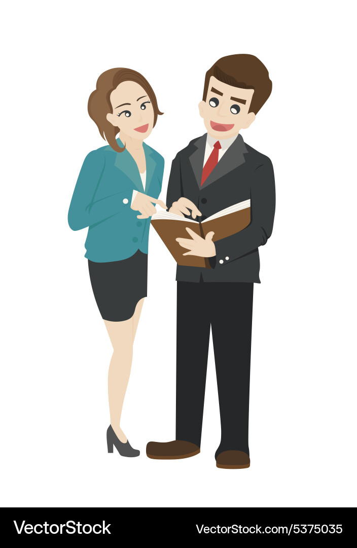 Business people reading a document together Vector Image