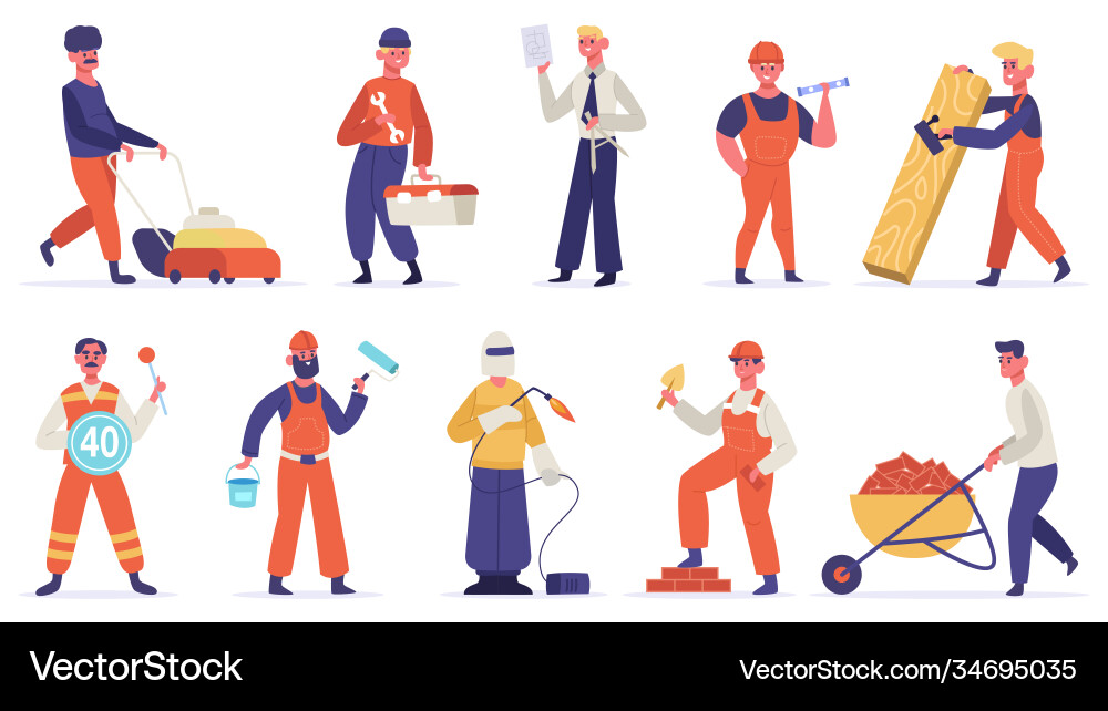 Construction engineer characters builders Vector Image