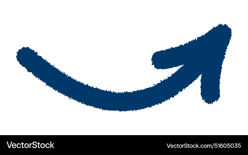 Curved navy blue arrow pointing up right Vector Image