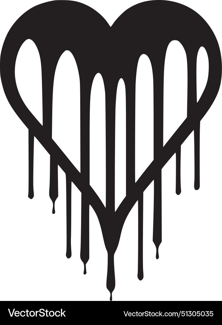 Heart dripping - black and white isolated icon Vector Image