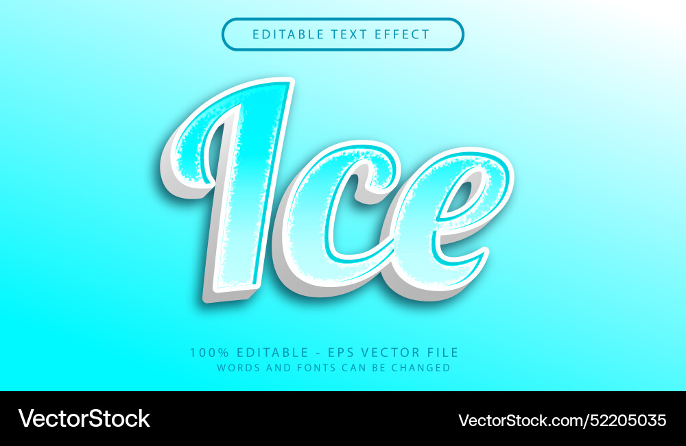 Ice 3d editable text effect template Royalty Free Vector