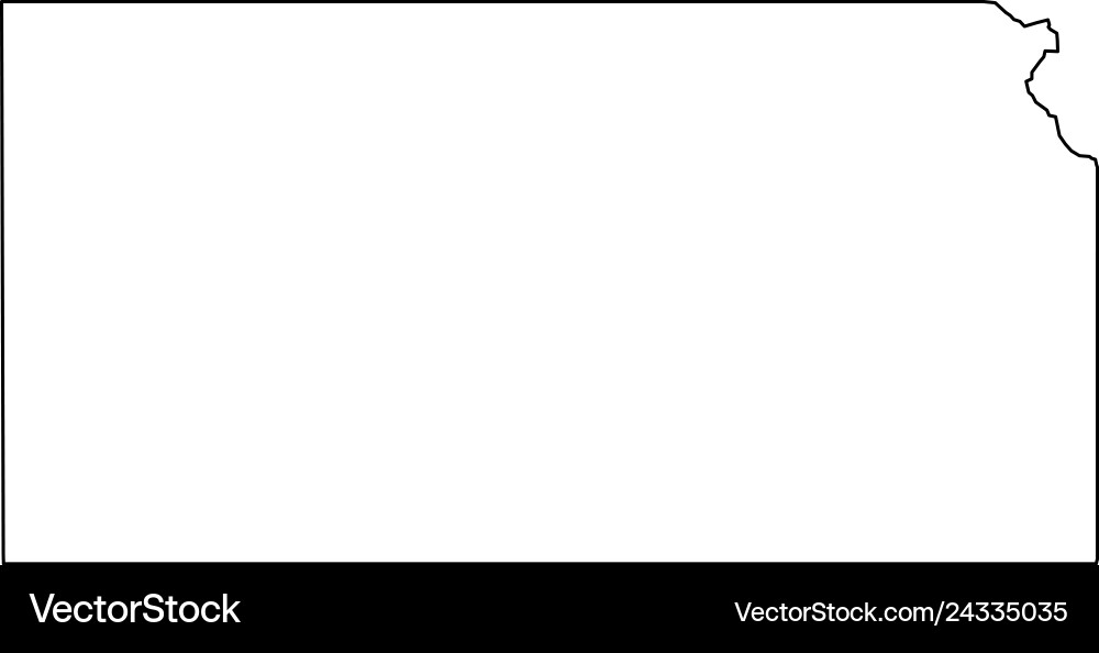 Kansas state of usa - solid black outline map Vector Image