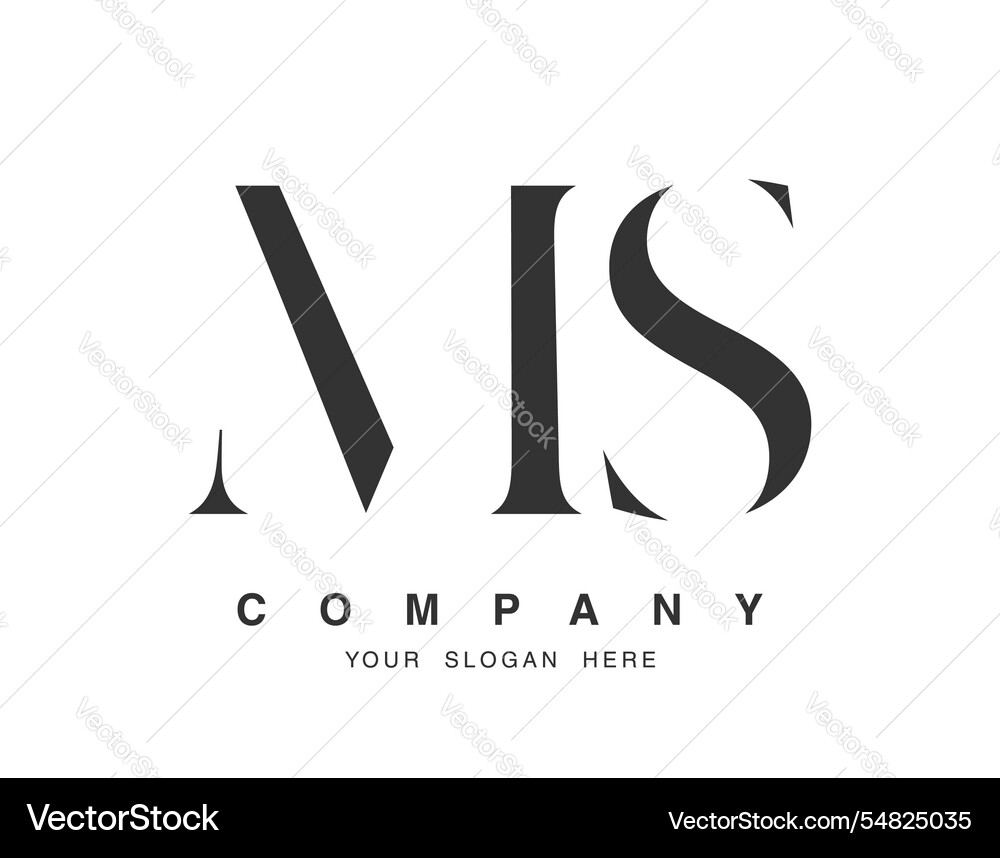 Ms logo design initial letter m and s serif font Vector Image